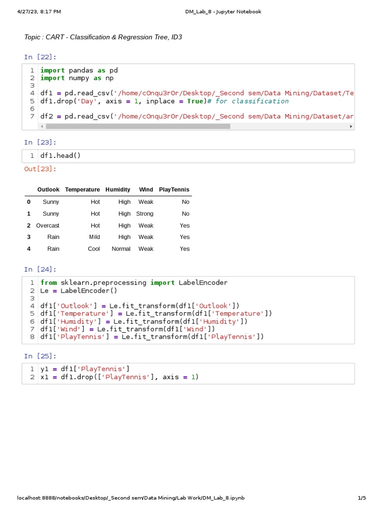 CART and ID3 in Data Mining Lab | PDF | Applied Mathematics ...