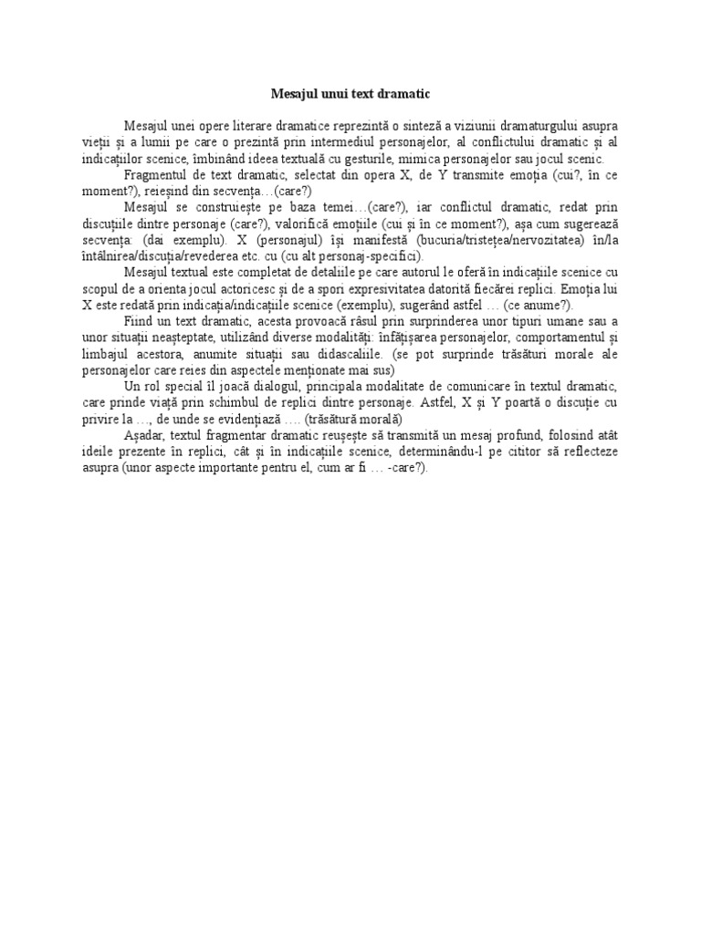 Mesajul Unui Text Dramatic | PDF