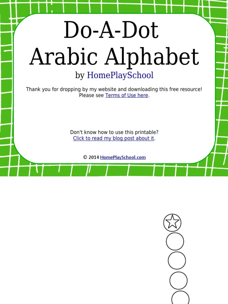 Do-A-Dot Arabic Alphabet: Homeplayschool | PDF