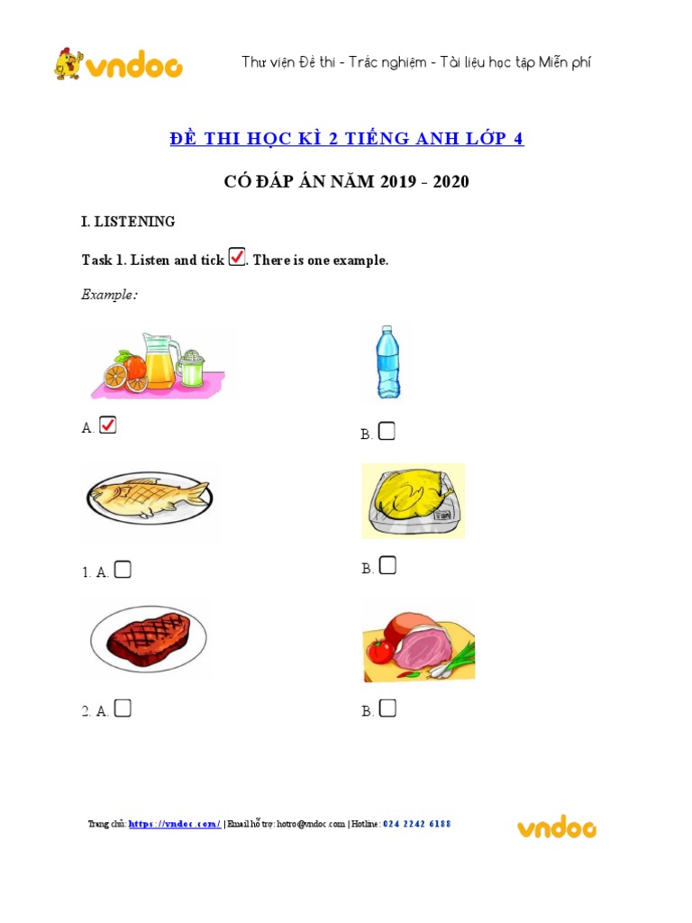 De On Thi Hoc Ki 2 Lop 4 Mon Tieng Anh Co File Nghe Dap An | PDF