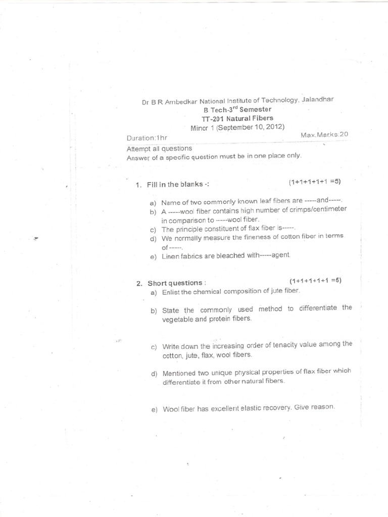 Old Question Papers (3rd and 4th Sem) | PDF