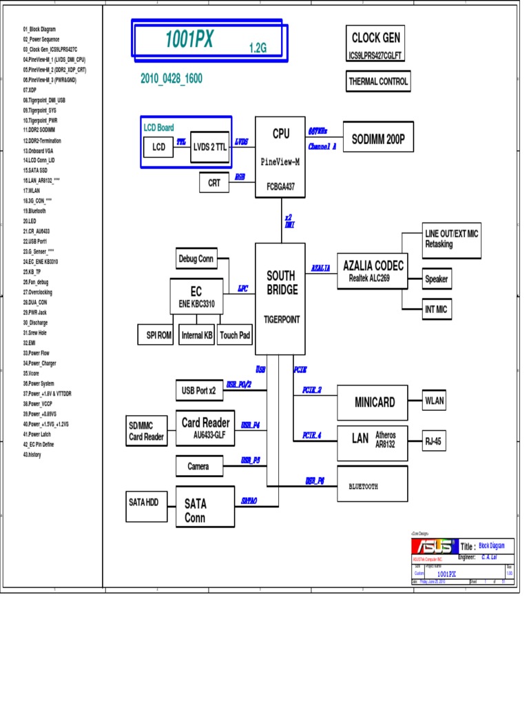 Asus 1001PX N455 Rev1.2G Schematic | PDF | Computer Networking | Computing