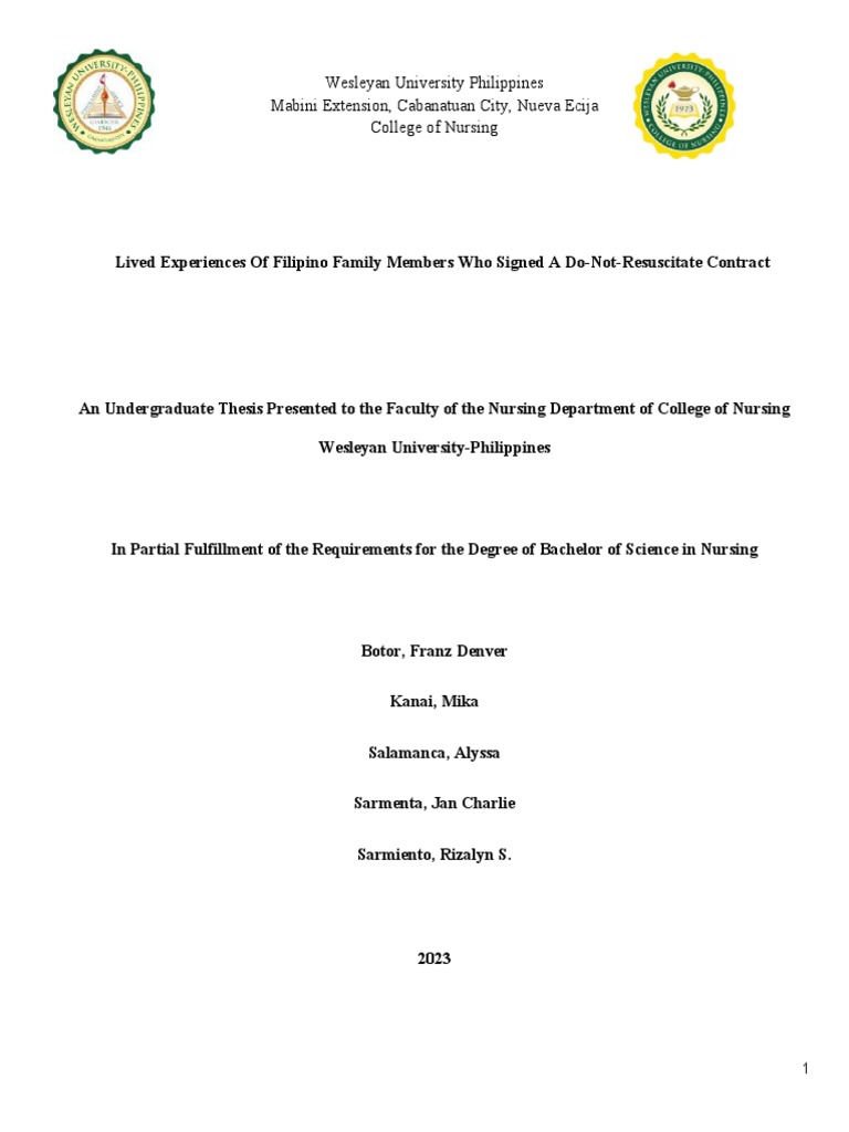 BSN 3 3 - Group 5 - Lived Experiences of Filipino Family Members Who ...