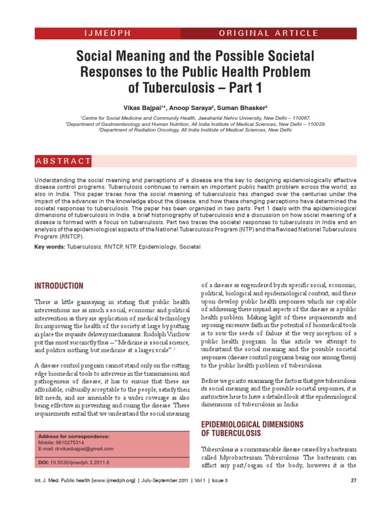 TB Article Part 1 | Download Free PDF | Tuberculosis | Public Health