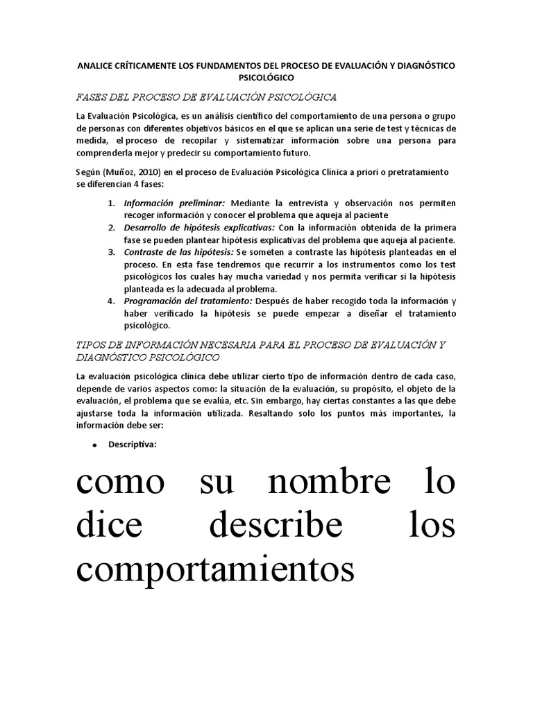 Diagnostico Psicologico | PDF | Evaluación | Sicología