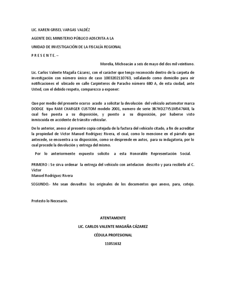 Devolución de Vehículo | PDF