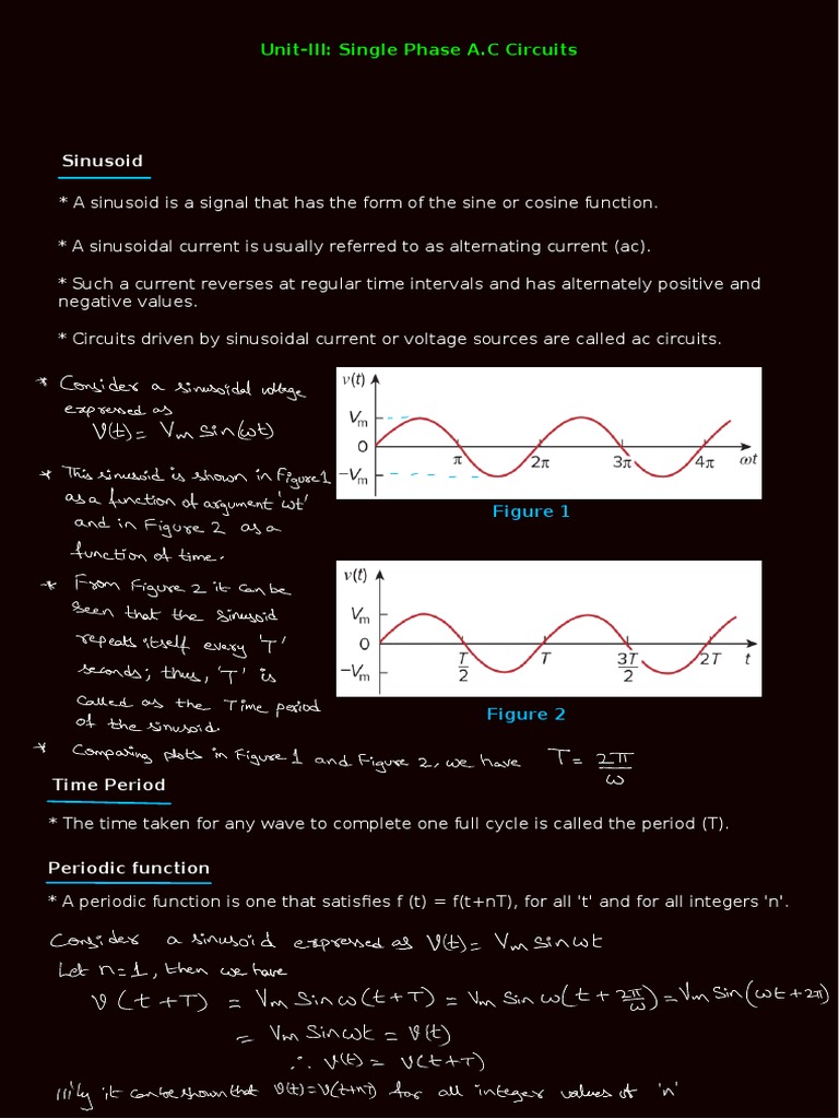 Sinusoid: Unit-III: Single Phase A.C Circuits | PDF | Electrical Impedance | Electrical Network