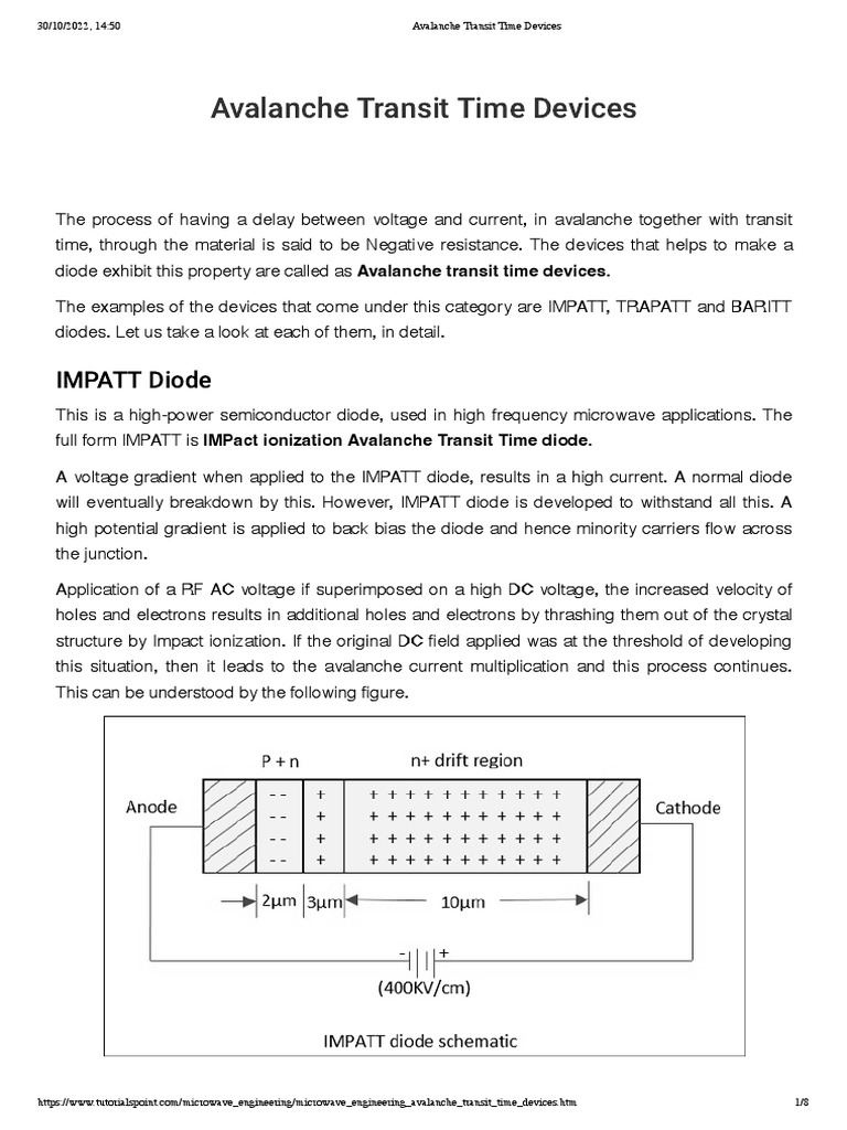 Avalanche Transit Time Devices | PDF | Diode | Electromagnetism