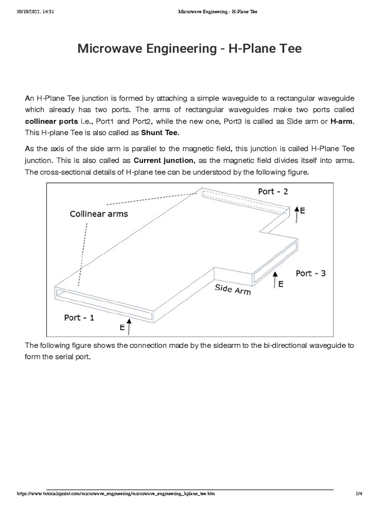 Microwave Engineering - H-Plane Tee | PDF | Electricity | Mathematical Physics