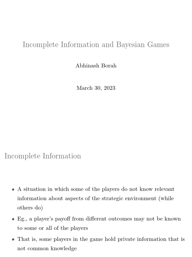 Bayesian Games | PDF | Bayesian Inference | Quantitative Research Bayesian Games | PDF | Bayesian Inference | Quantitative Research