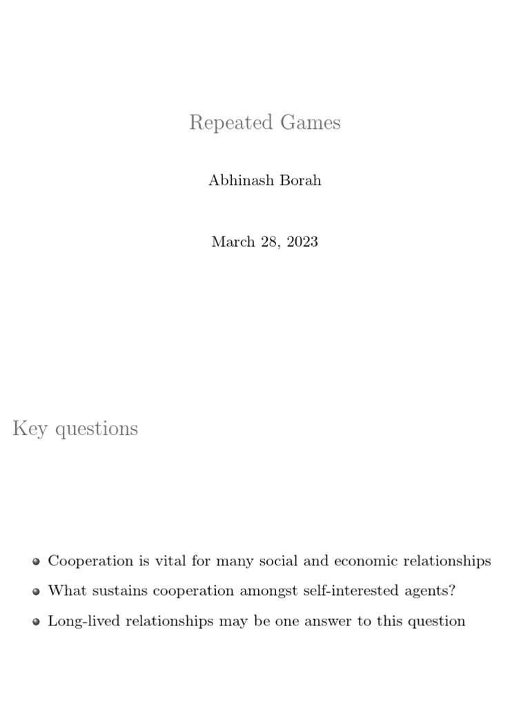 Repeated Games | PDF | Economic Theories | Quantitative Research