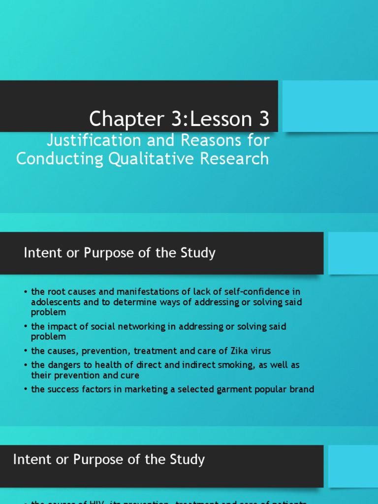 Chapter 3:lesson 3: Justification and Reasons For Conducting Qualitative Research | PDF ...