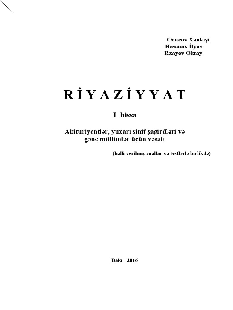Riyaziyyat: I Hissə | PDF