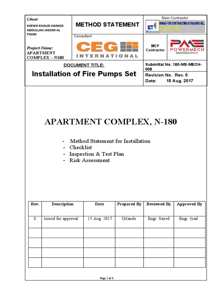 Installation of FIRE PUMPS WMS | PDF | Pump | Valve