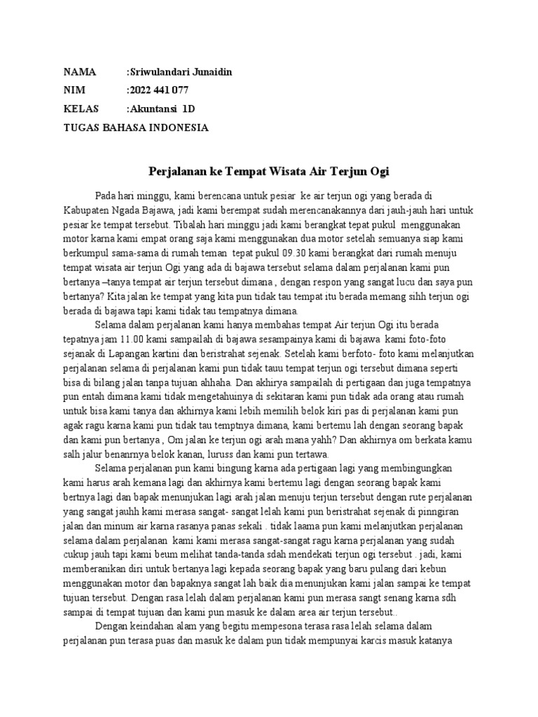 Perjalanan ke Air Terjun Ogi | PDF | Puisi