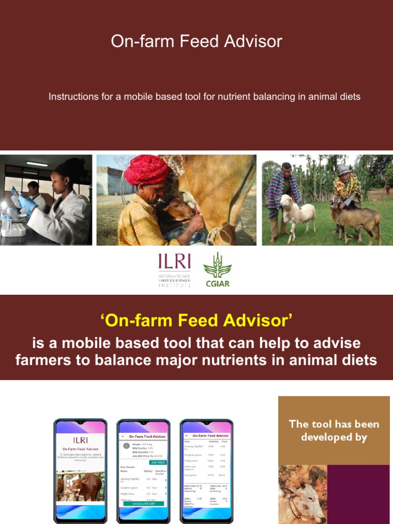On-Farm Feed Advisor: Instructions For A Mobile Based Tool For Nutrient ...