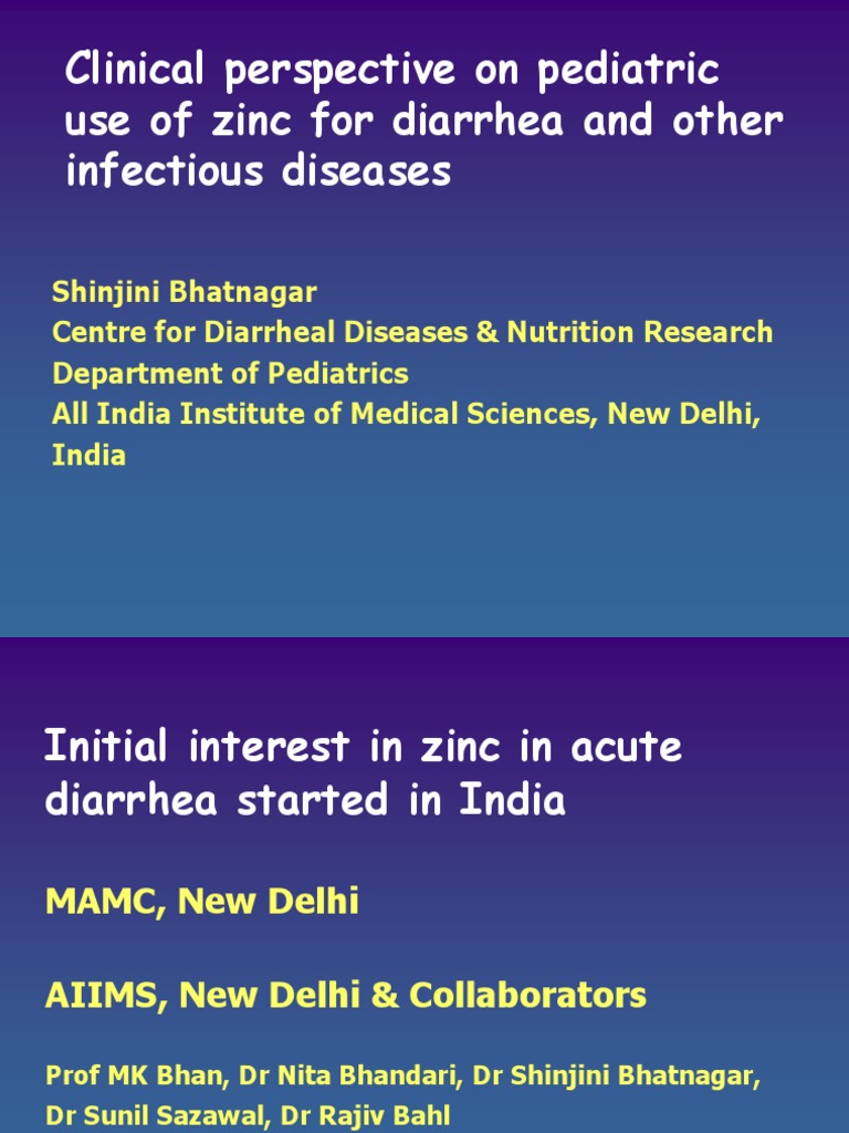 Clinical Perspective On Pediatric Use of Zinc For Diarrhea and Other ...