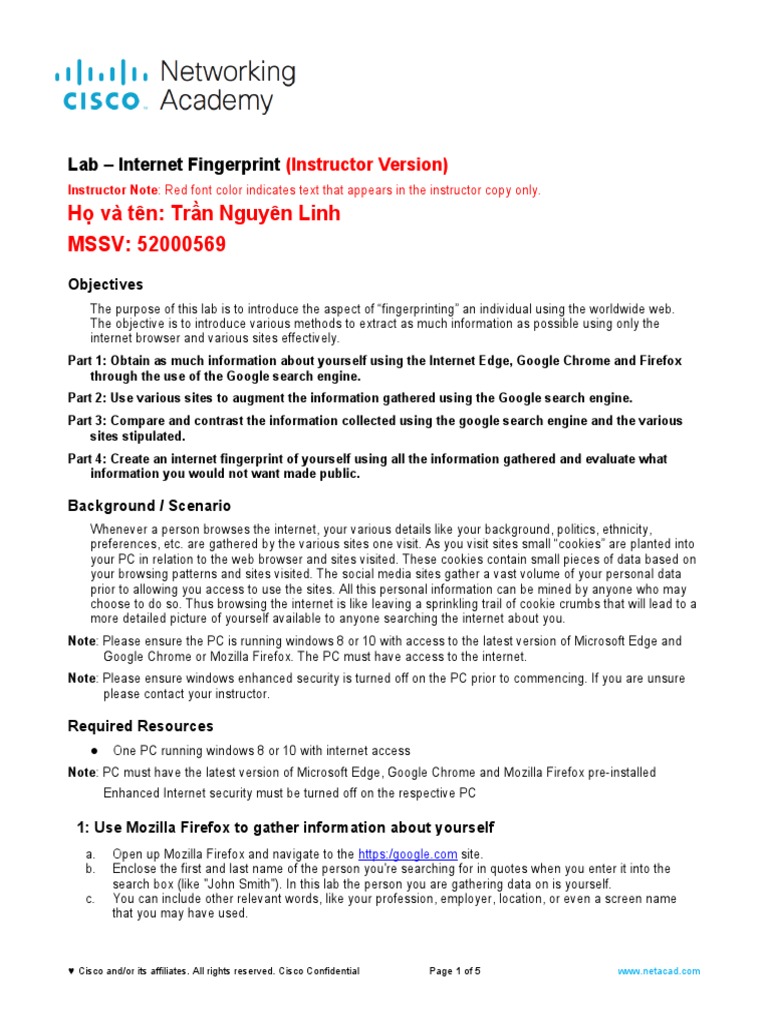 Lab – Internet Fingerprinting Techniques | PDF | Internet | Http Cookie