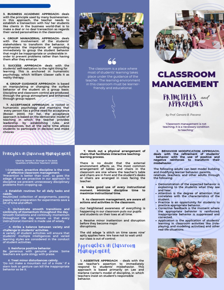 Classroom Management Approaches Explained | PDF | Classroom Management ...