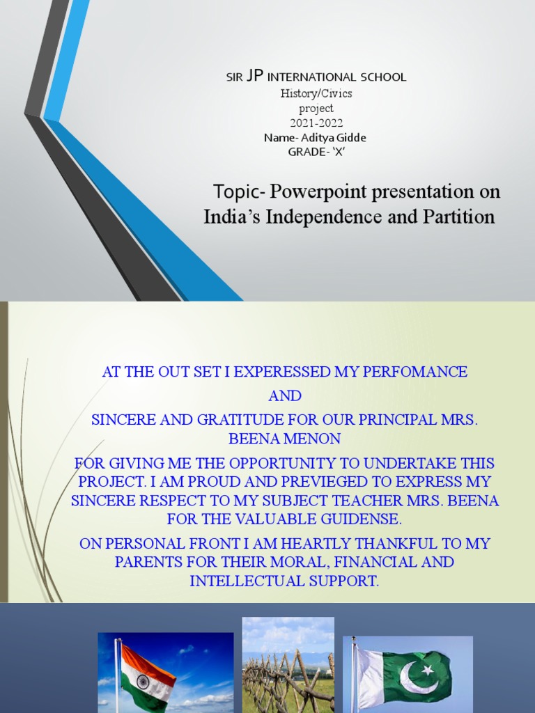 History PPT Partition and Independence of India | PDF | Partition Of ...