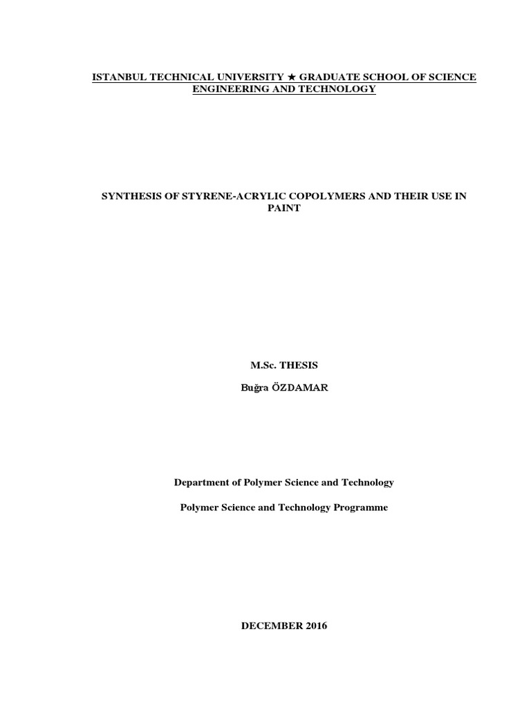 Synthesis of Styrene-Acrylic Copolymers and Their Use in | PDF ...