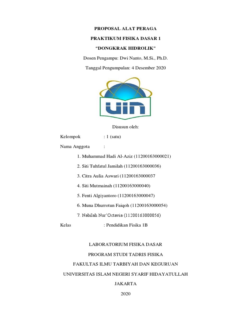 1B - Proposal Alat Peraga Fisika Dasar Hukum Pascal - Kelompok1 | PDF