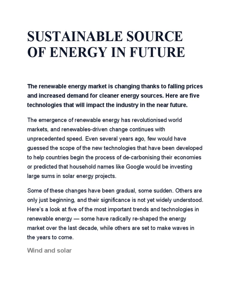 Sustainable Source of Energy in Future | PDF | Renewable Energy ...