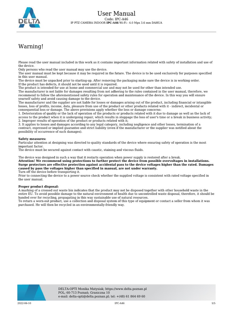 Delta-Opti Instruction-IPC-A46 | PDF | Streaming Media | Wi Fi