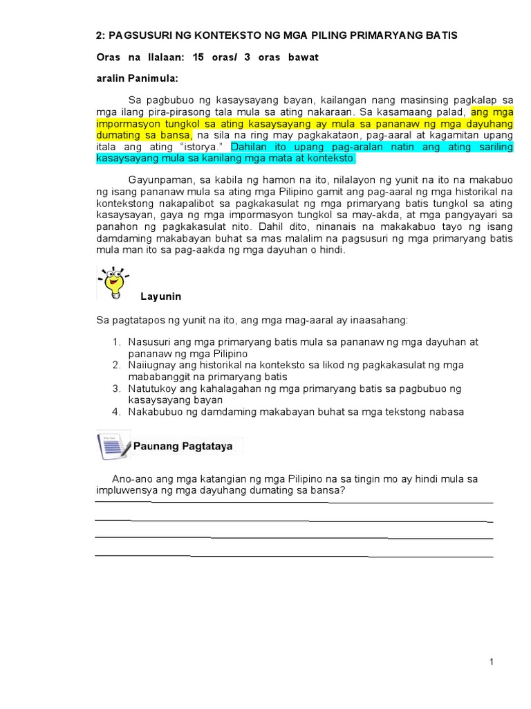 Yunit 2 Aralin 1 | PDF