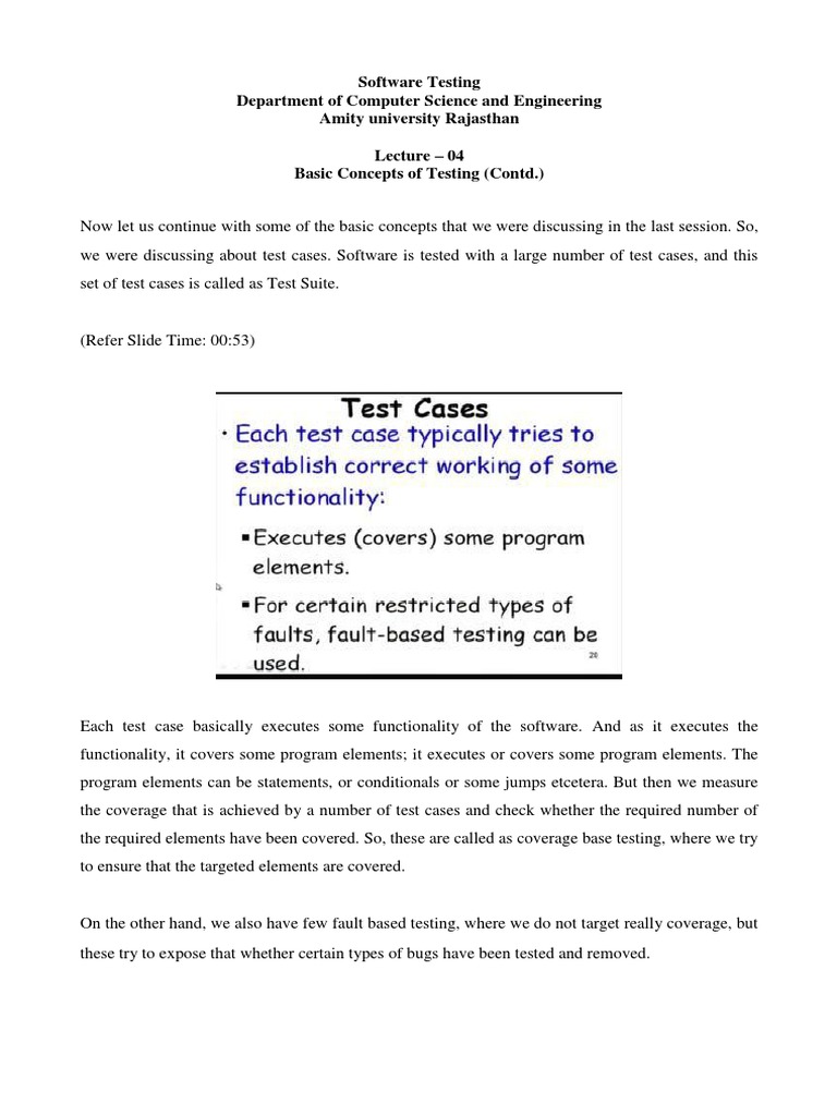 Basic Concepts Of Testing Contd Pdf Unit Testing Software Testing