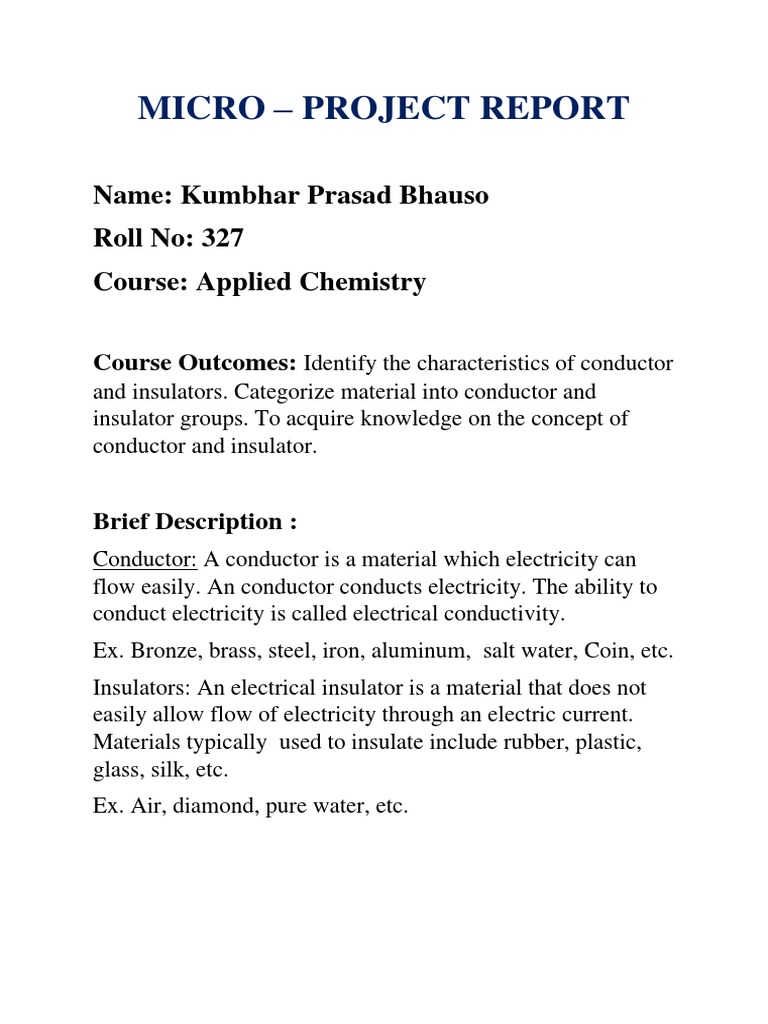 Micro - Project Report (Chemistry) | PDF