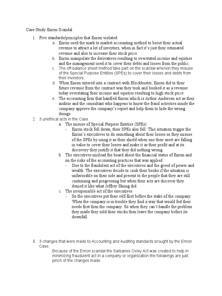 Case Study - Enron Scandal | PDF | Audit | Accounting