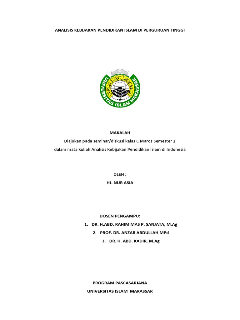 Analisis Kebijakan Pendidikan Islam Di Perguruan Tinggi | PDF