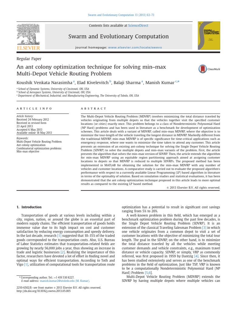 MD VRP Ant Colony Optimization | PDF | Mathematical Optimization ...