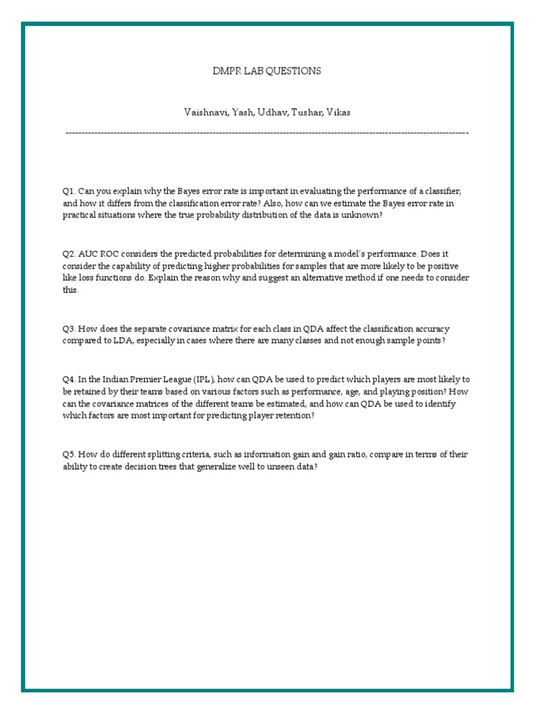 DMPR Lab Questions | PDF