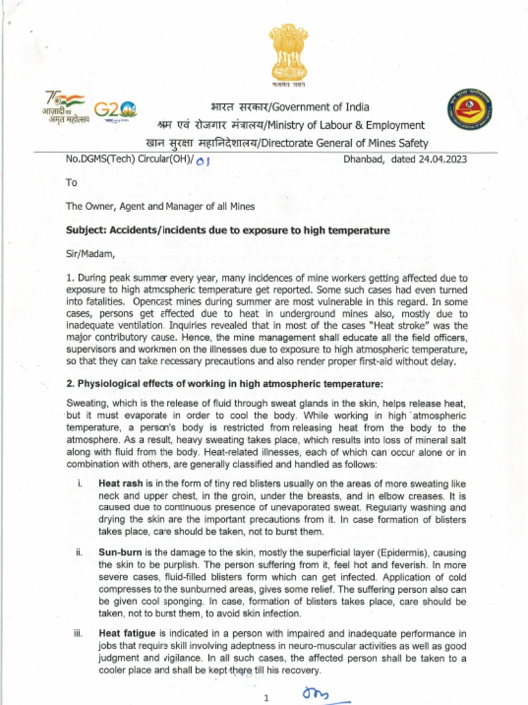 DGMS Tech Circular No.1 - 2023 | PDF