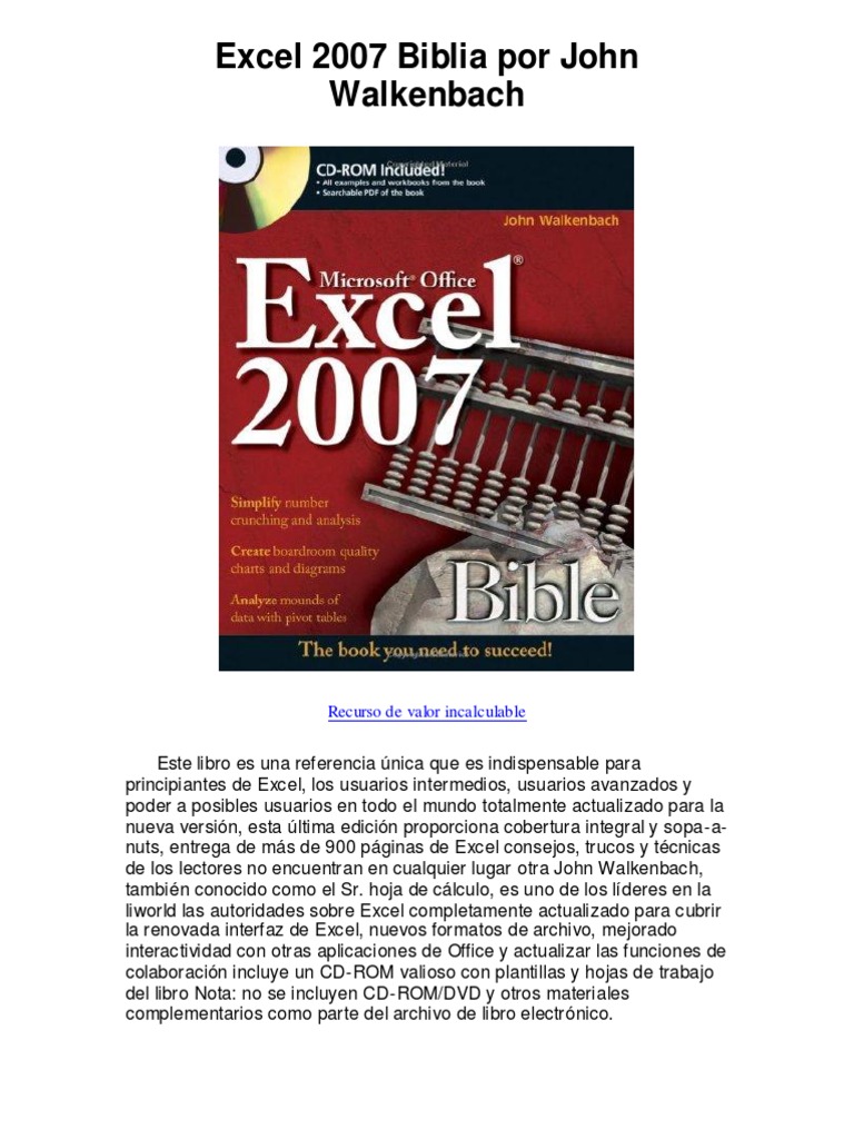 Excel 2007 Biblia de John Walkenbach | PDF | Microsoft Excel | Software ...