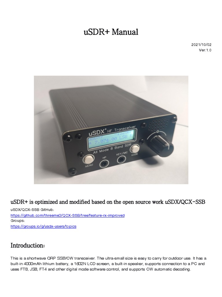 USDX Manual_V1 0 (2) PDF A4257 | PDF | Analog To Digital Converter ...