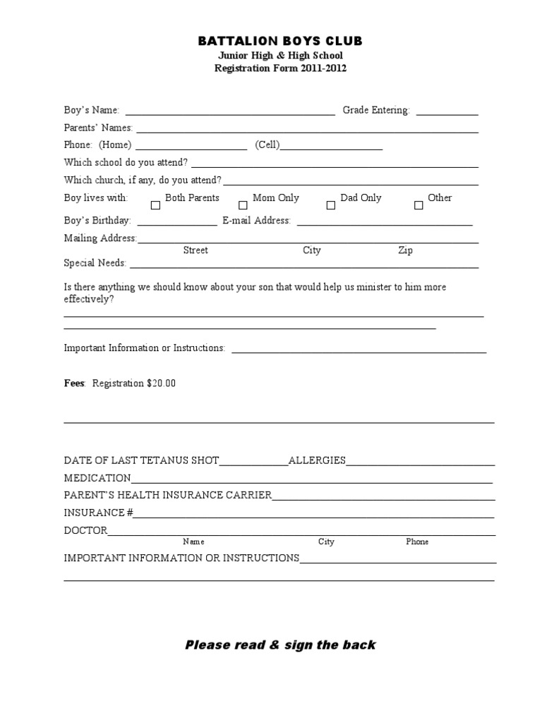 Battalion Registration Form | PDF | Wellness