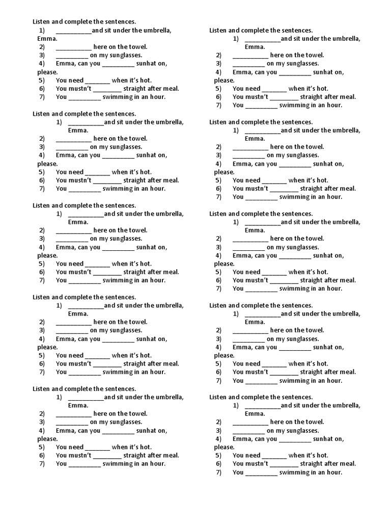 Listen and Complete The Sentences | PDF