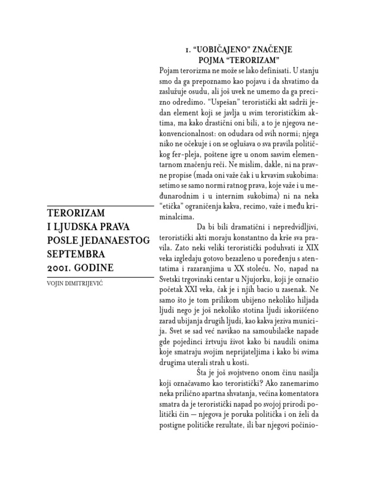 Terorizam I Ljudska Prava Posle Jedanaestog Septembra 2001. GODINE | PDF