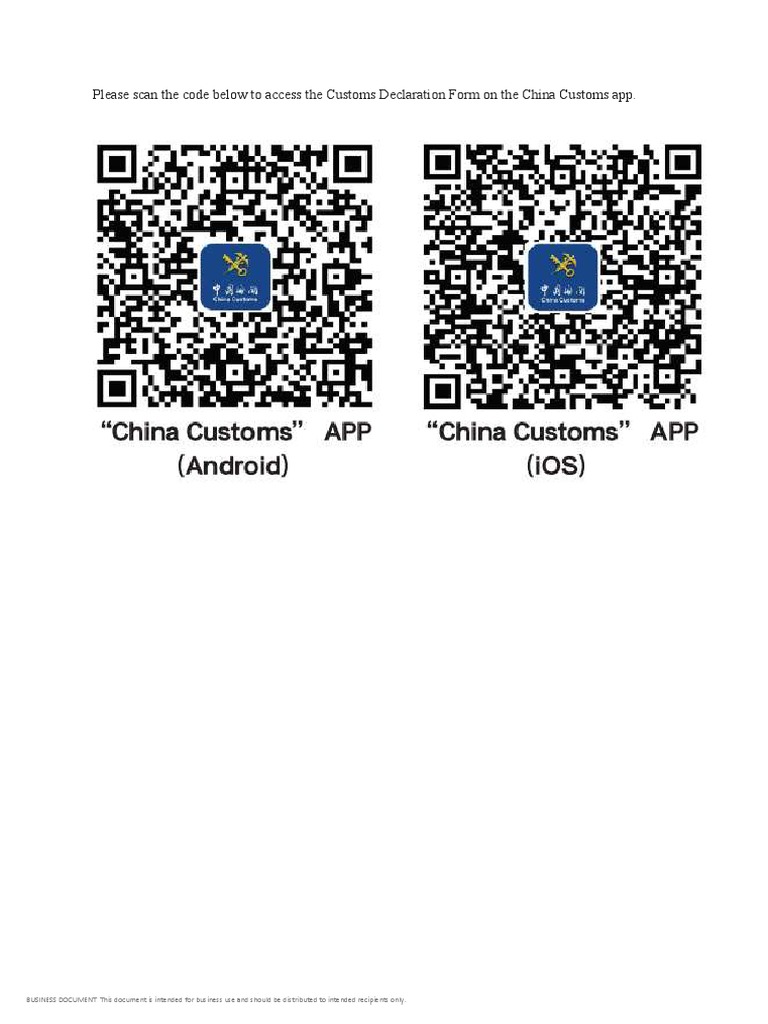 Please Scan The Code Below To Access The Customs Declaration Form On ...