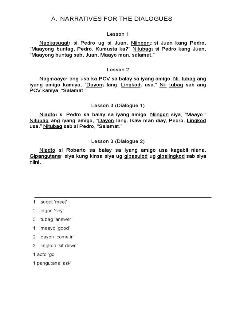 NARRATIVES - Bisaya 101 | PDF