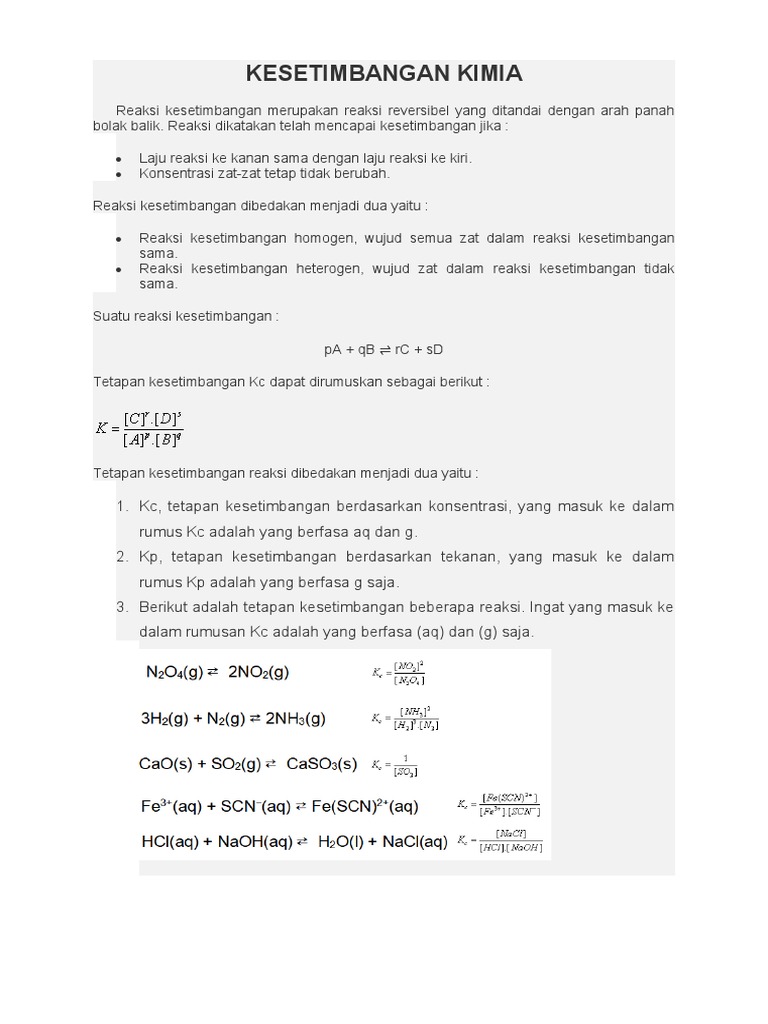 Kesetimbangan Kimia | PDF