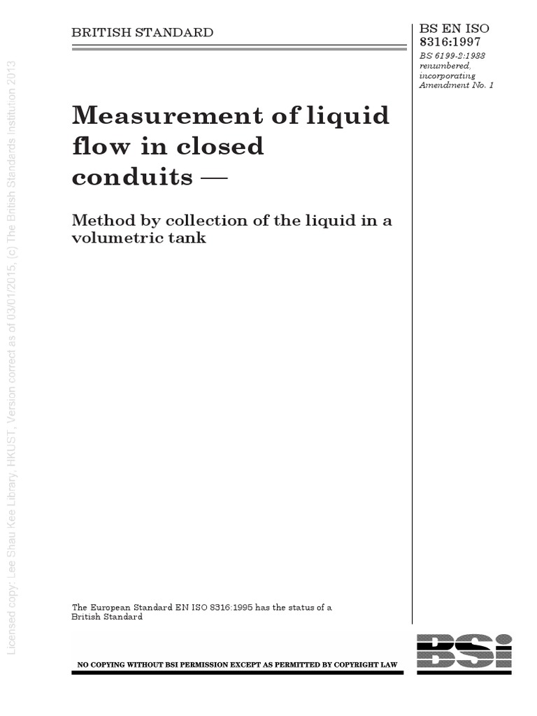 ISO 8316-1997 - (Measurement of Liquid Flow in Closed Conduits - Method by Collection of The ...