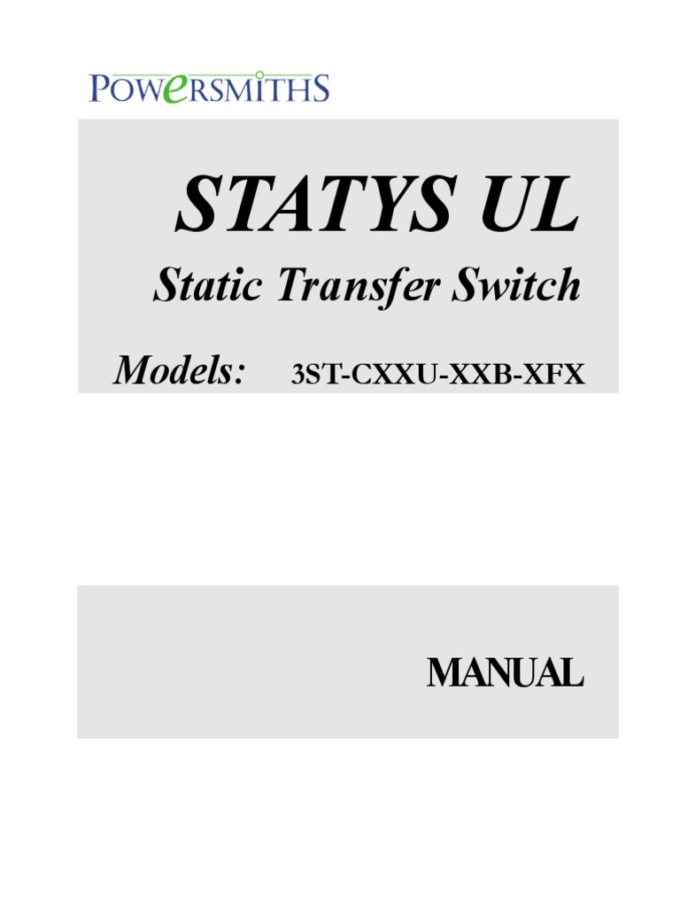 Powersmiths Static Transfer Switch Manual | PDF | Switch | Electrical ...