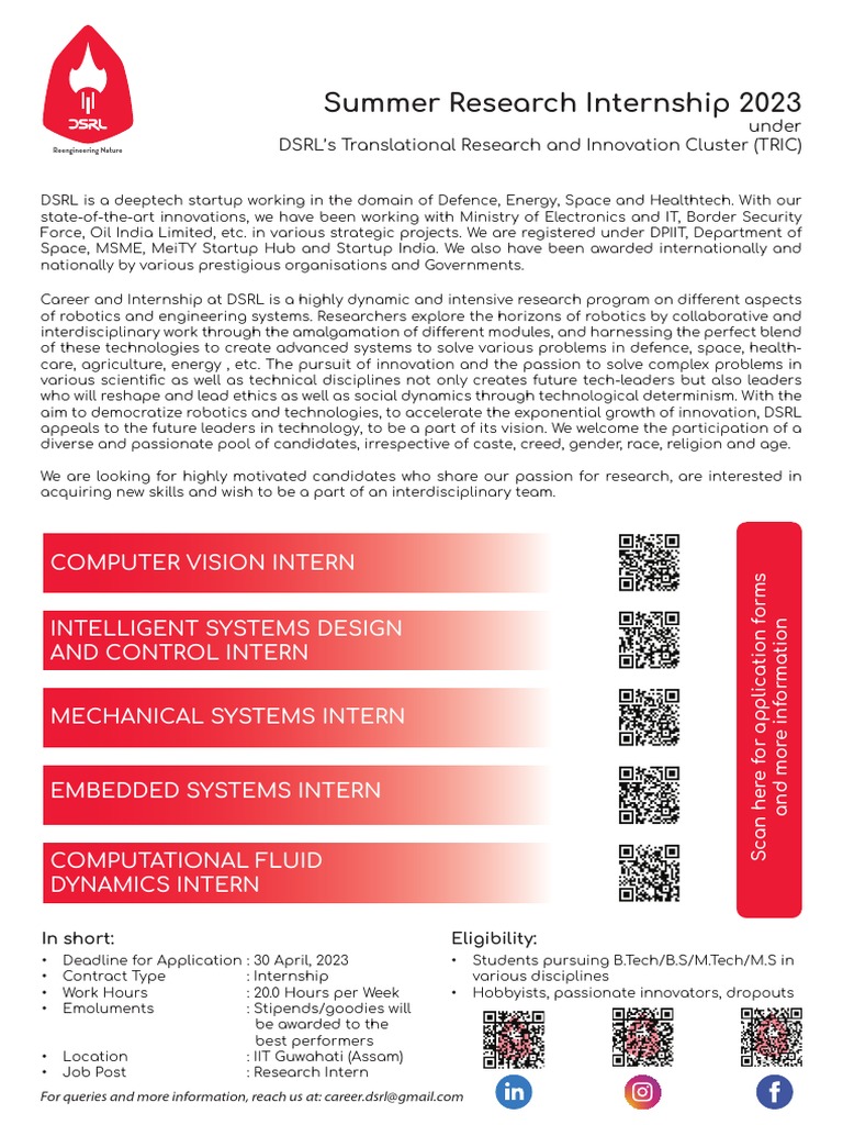 Summer Research Internship 2023 | PDF | Internship | Job Hunting