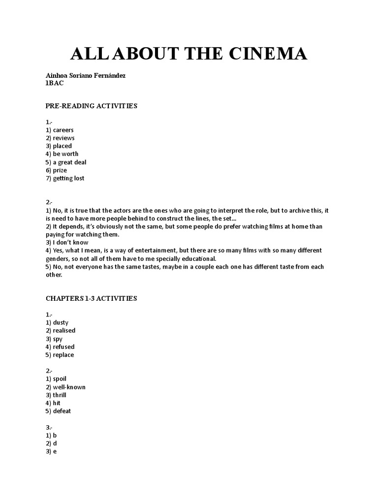 All About Cinema Activities | PDF