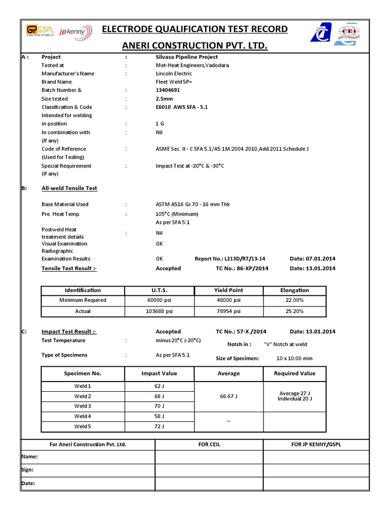 Eqt Record | PDF | Welding | Construction