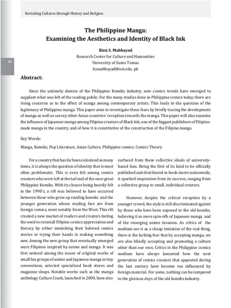 The Philippine Manga Examiningthe Aestheticsand Identityof Black Ink | PDF | Manga | Comics